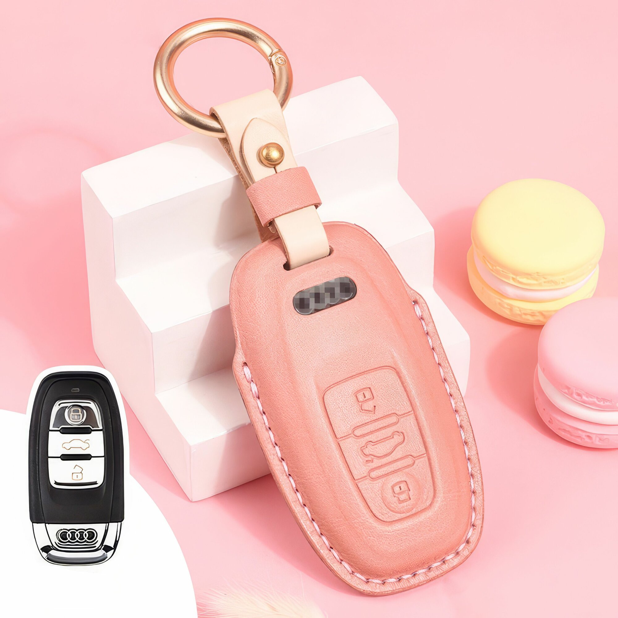 Чехол для ключа Mejicar, для Audi A4/A5/A6/A7/A8/Q5, натуральная кожа, 3 кнопки