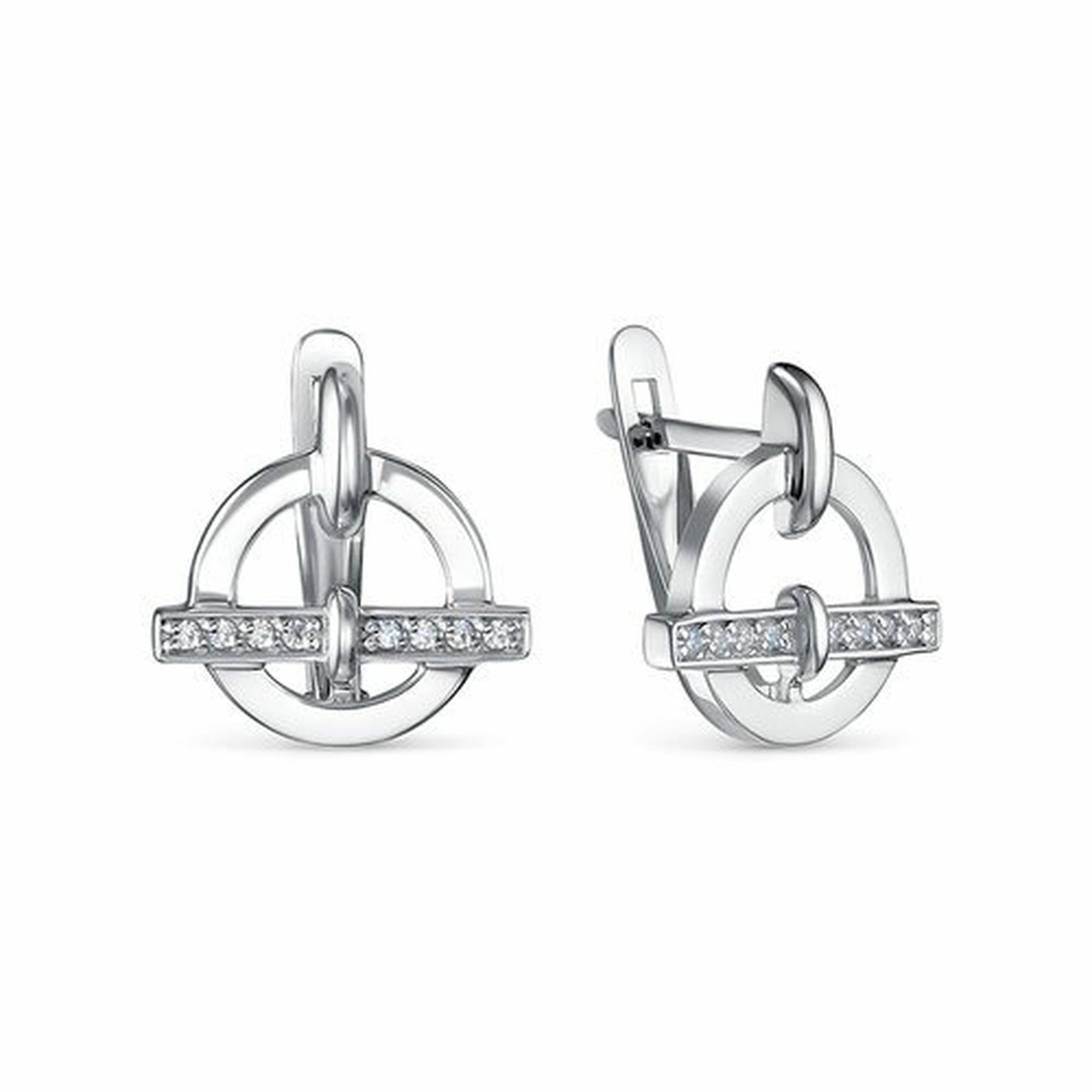 Серьги, серебро, 925 проба, родирование, фианит