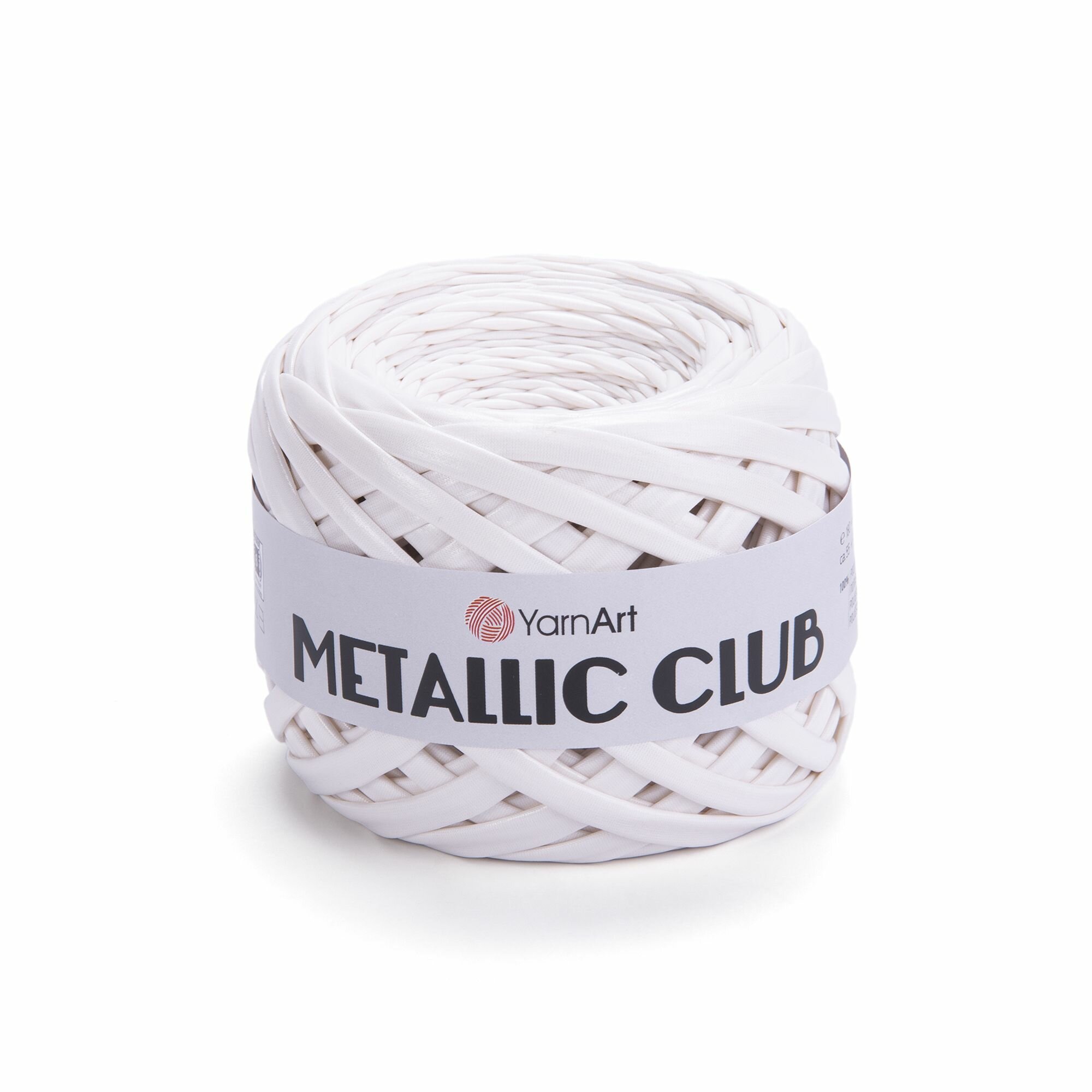 Пряжа трикотажная Металлик клаб клуб (Metallic club) упаковка 1 моток 180 г. 55 м. 100% полиэстер цвет 8121 белый
