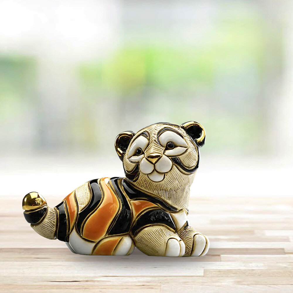 Статуэтка De Rosa "Сибирский тигр", керамика, ручная роспись, 6x9x5 см