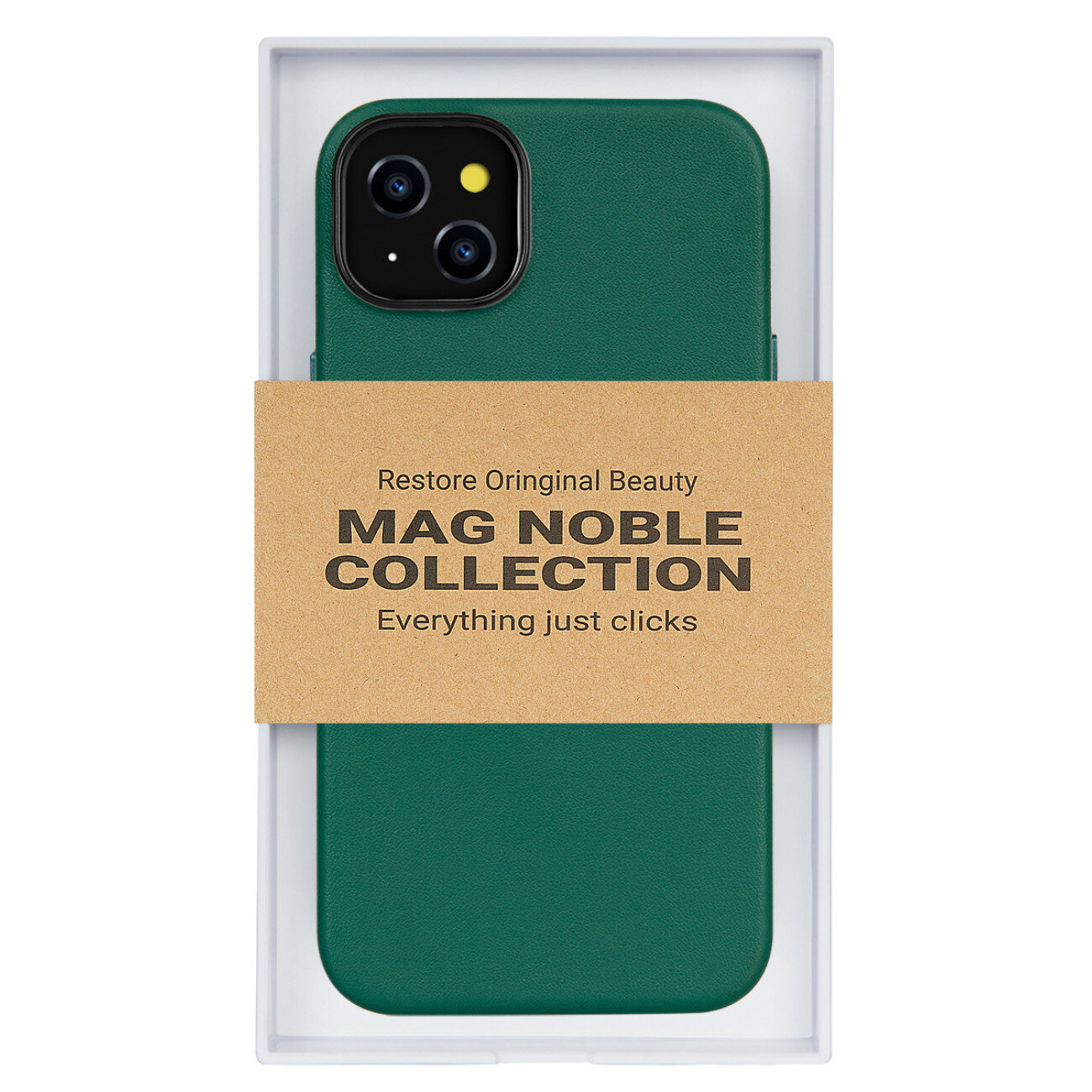 Чехол с MagSafe для iPhone 15 MAG NOBLE COLLECTION кожаный Soft touch — Зелёный