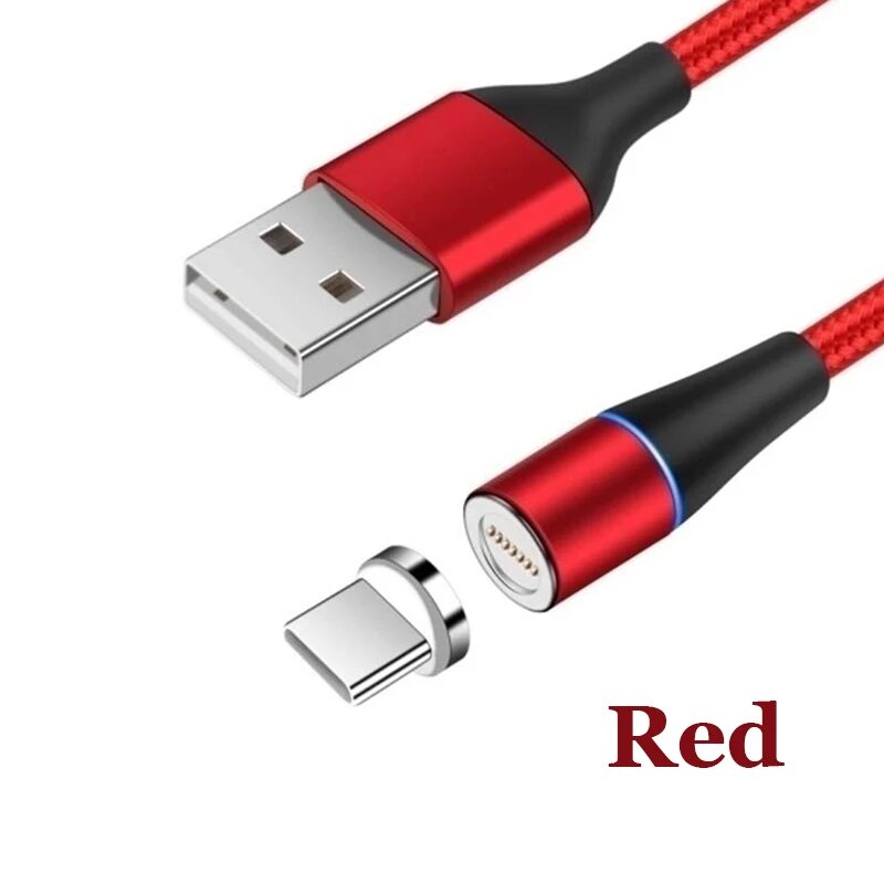 Магнитный зарядный кабель USB Type-C 3A, кабель для быстрой зарядки для iphone for type-c, Красный