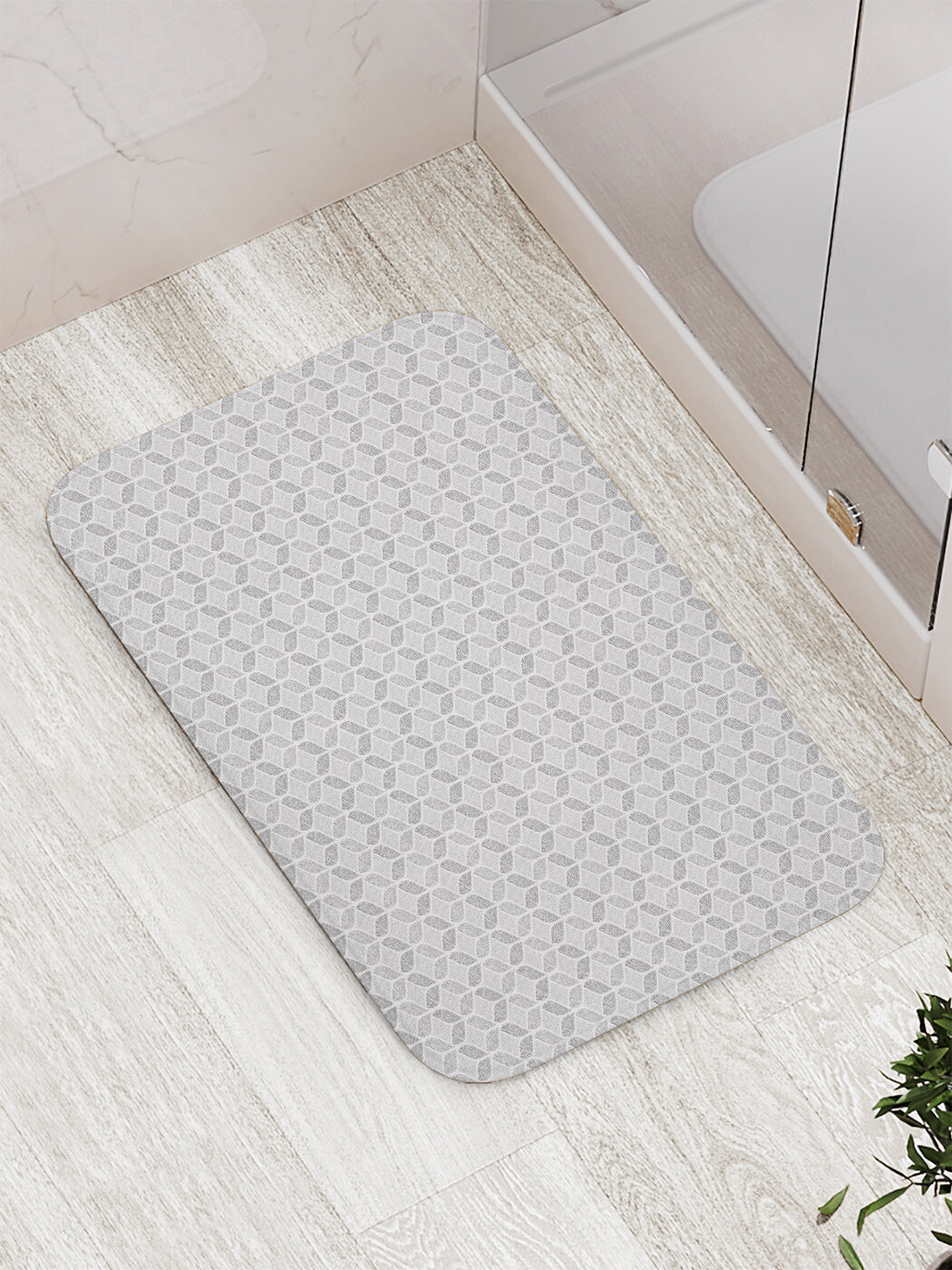 Коврик для ванной комнаты, туалета "Гранжевая сетка" противоскользящий, 52х77 см, JoyArty