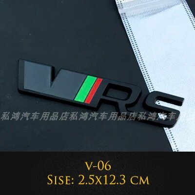 Автомобильный 3D металлический значок VRS RS, наклейка для vw Skoda Rapid Yeti Octavia Fabia, логотип, кузов, хвост, гриль, эмблема, наклейки на боковое крыло V-06