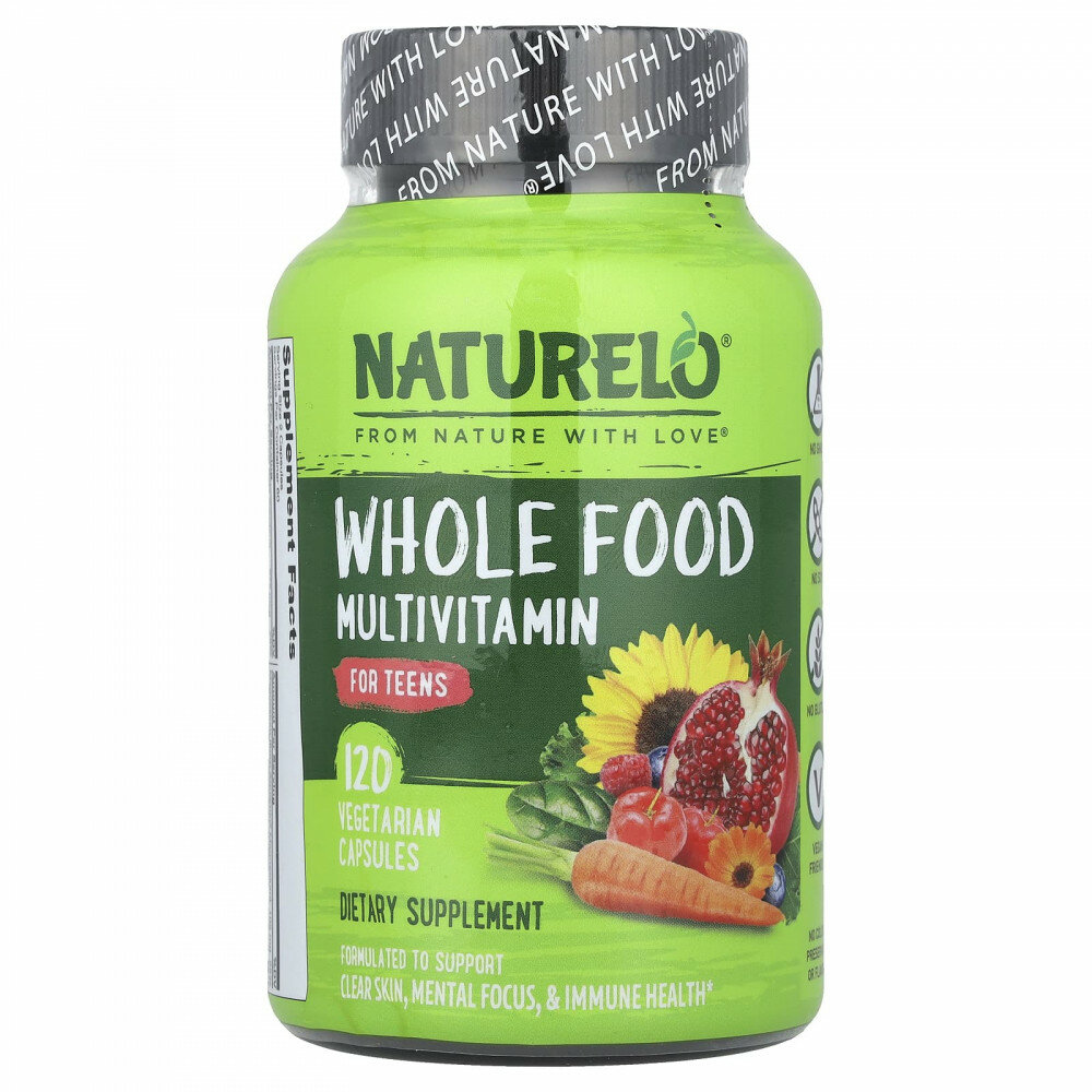 NATURELO, мультивитамины из цельных продуктов для подростков, 120 вегетарианских капсул