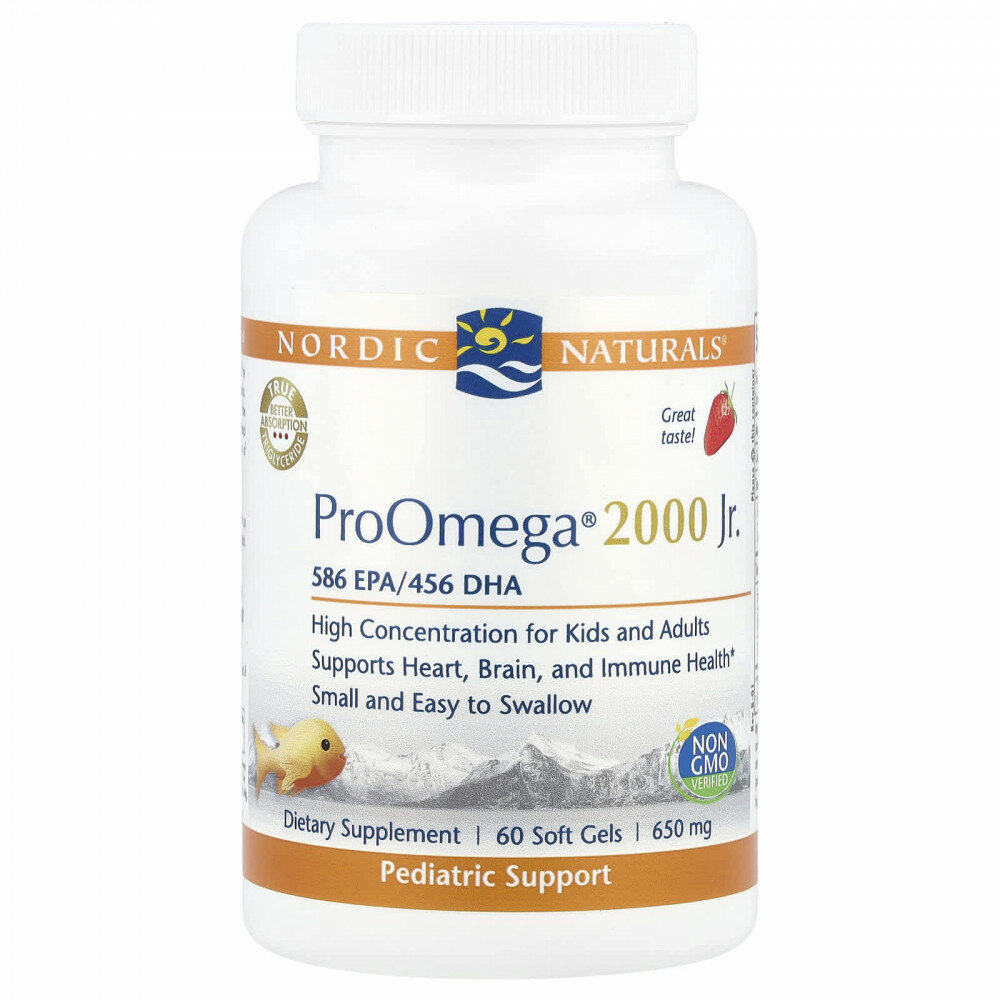 Nordic Naturals, ProOmega® 2000 Jr, клубника, 60 мягких таблеток