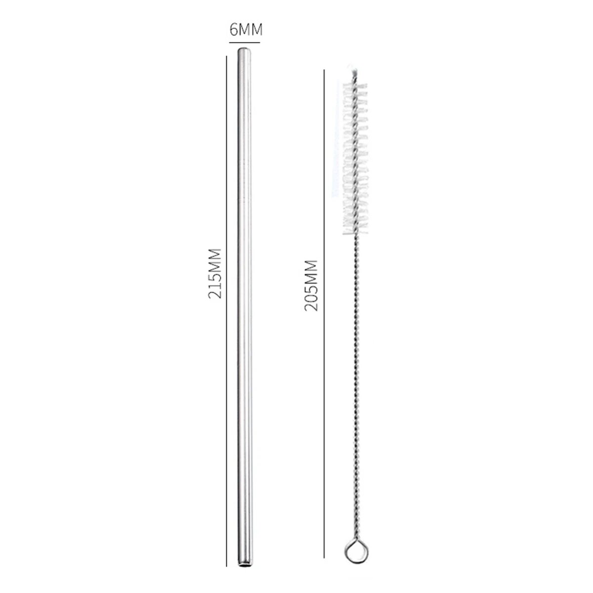 Металлические трубочки для питья из нержавеющей стали 304 Белый, Silver Straight
