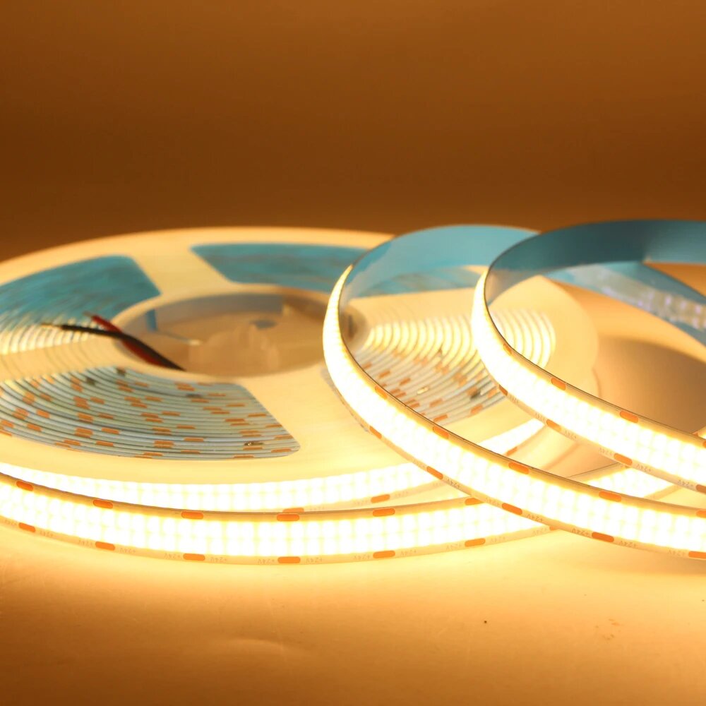 Светодиодная лента Viktorovna COB двухрядная 600leds/м 12/24В Warm White 3000K, 3m 12V-624LED-m