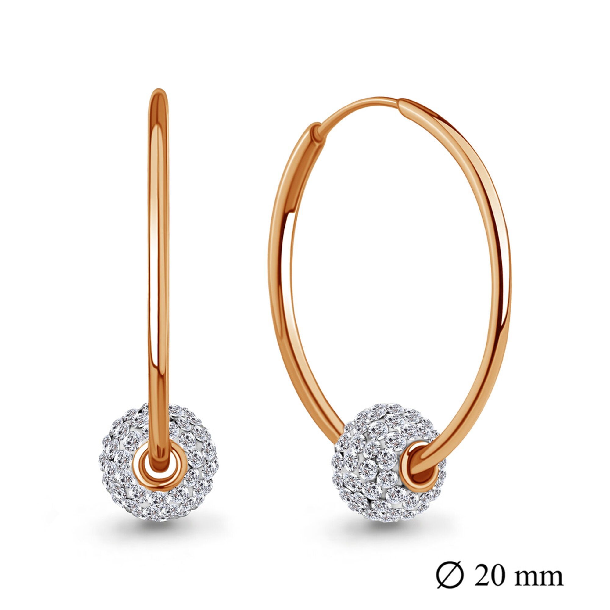 Серьги конго, серебро, 925 проба, золочение, кристалл