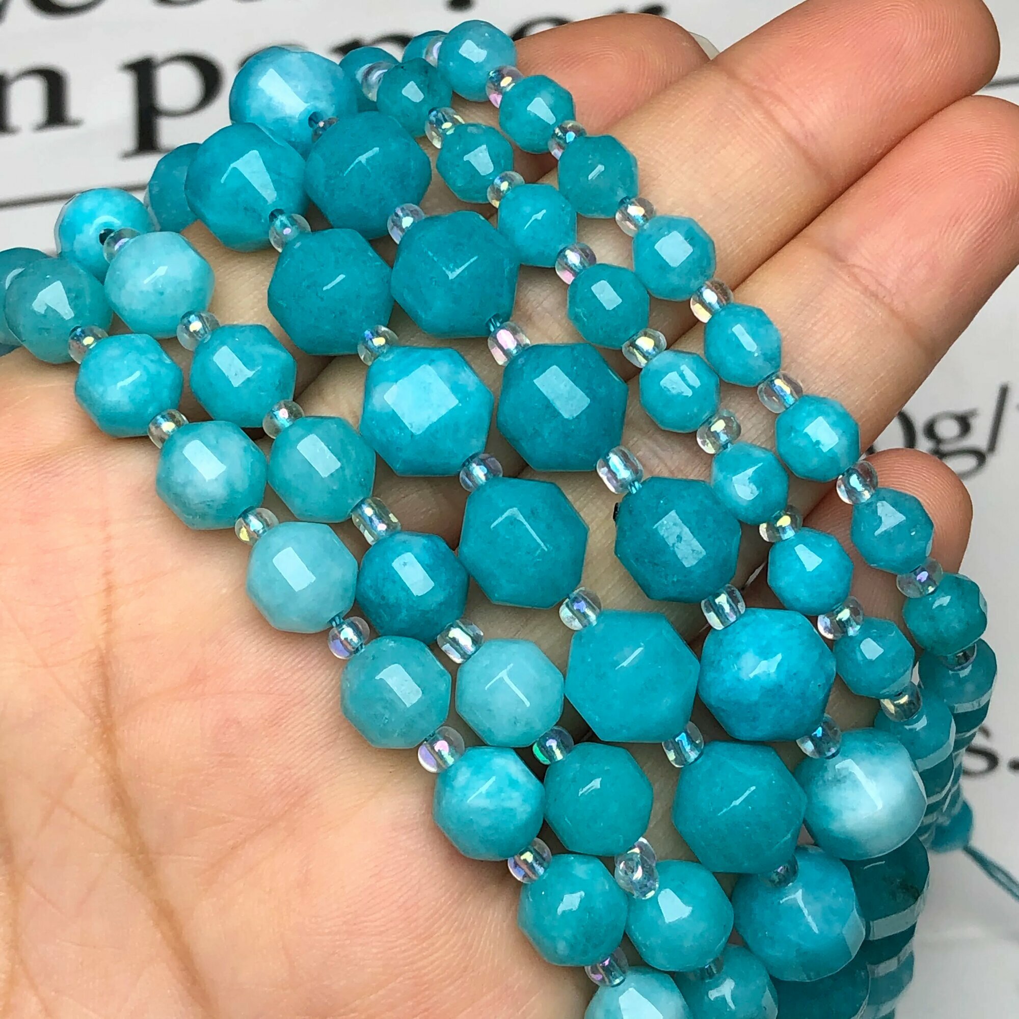 Граненые бусины из аквамарина Annebeads 6/8/10 мм 10mm 30-32pcs, Amazonite Jades