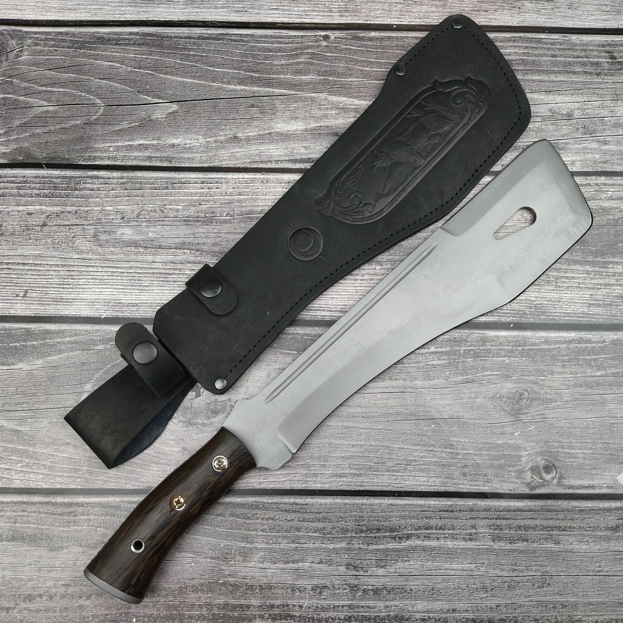 Мачете-2.1, сталь 65х13, рукоять венге, ножны из натуральной кожи, Мастерская Семина