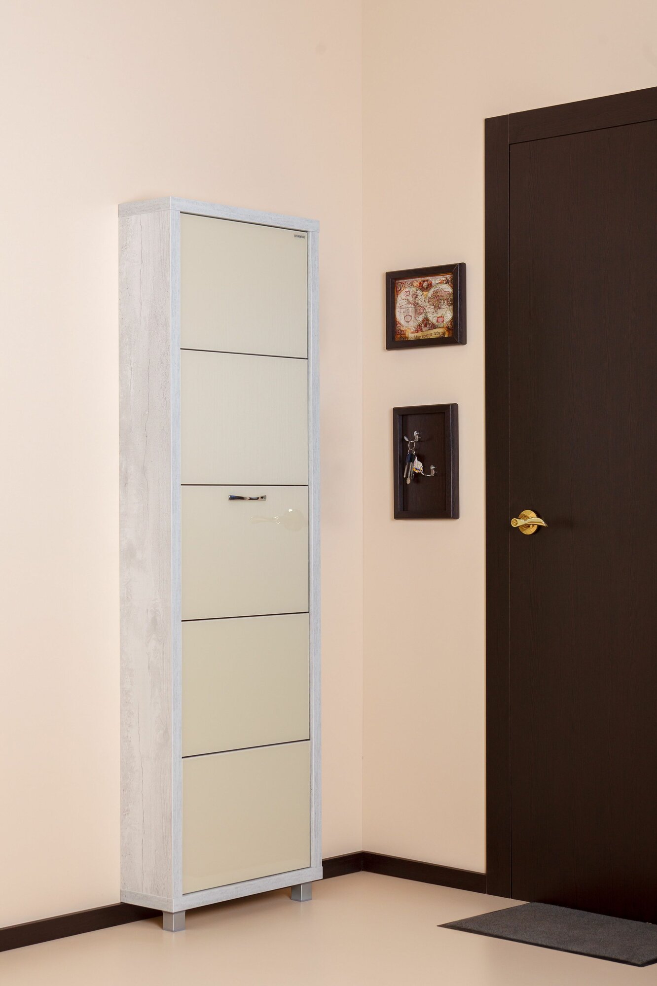 Обувной шкаф "Люкс", ЛДСП, стекло, 5 секций, крепление к стене