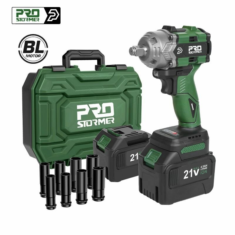 Гайковерт аккумуляторный бесщеточный, 600 нм, 21В, 2*4.5Ач