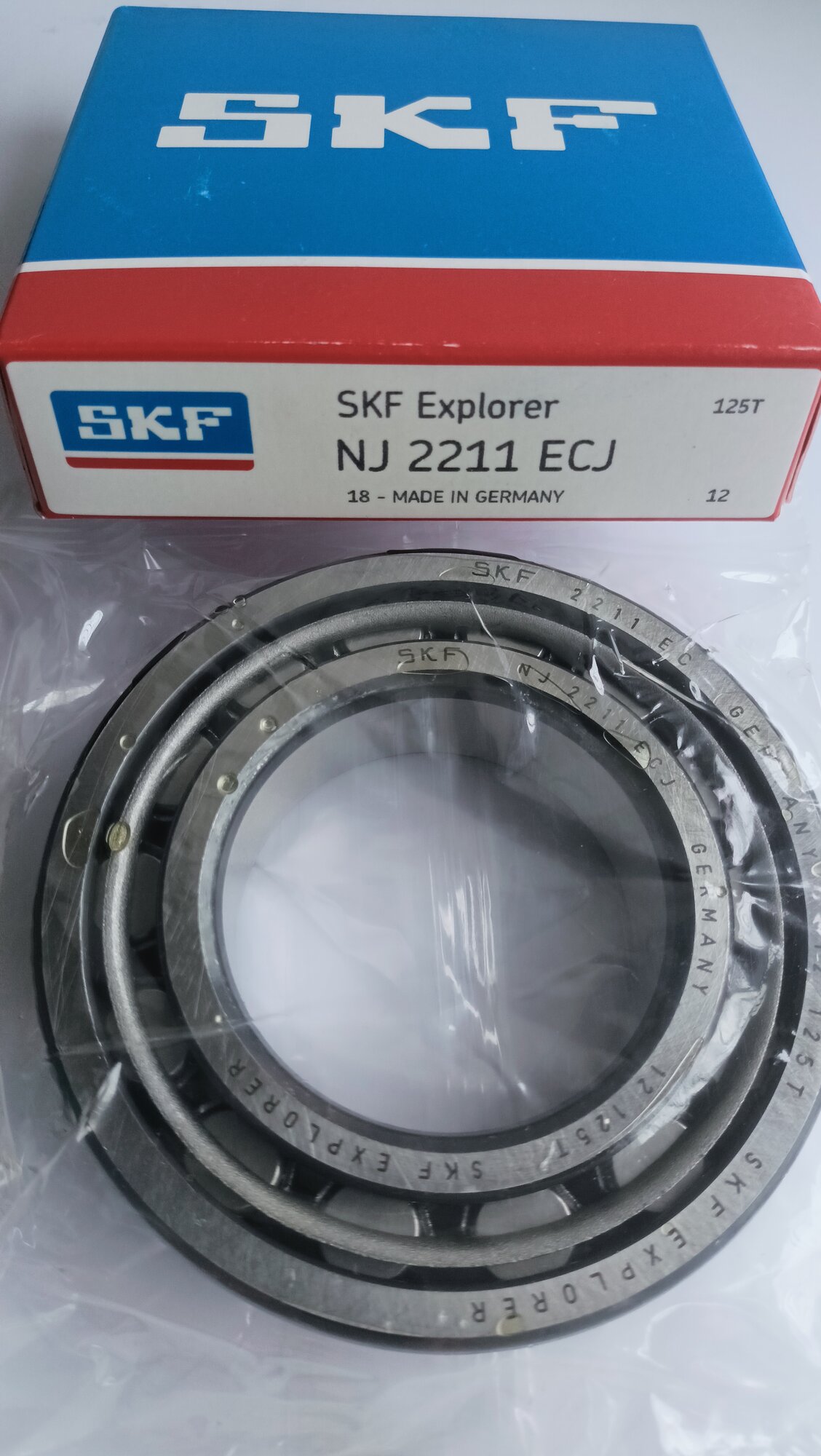 Подшипник SKF NJ 2211 ECJ однорядный роликовый радиальный цилиндрический (55х100х25)