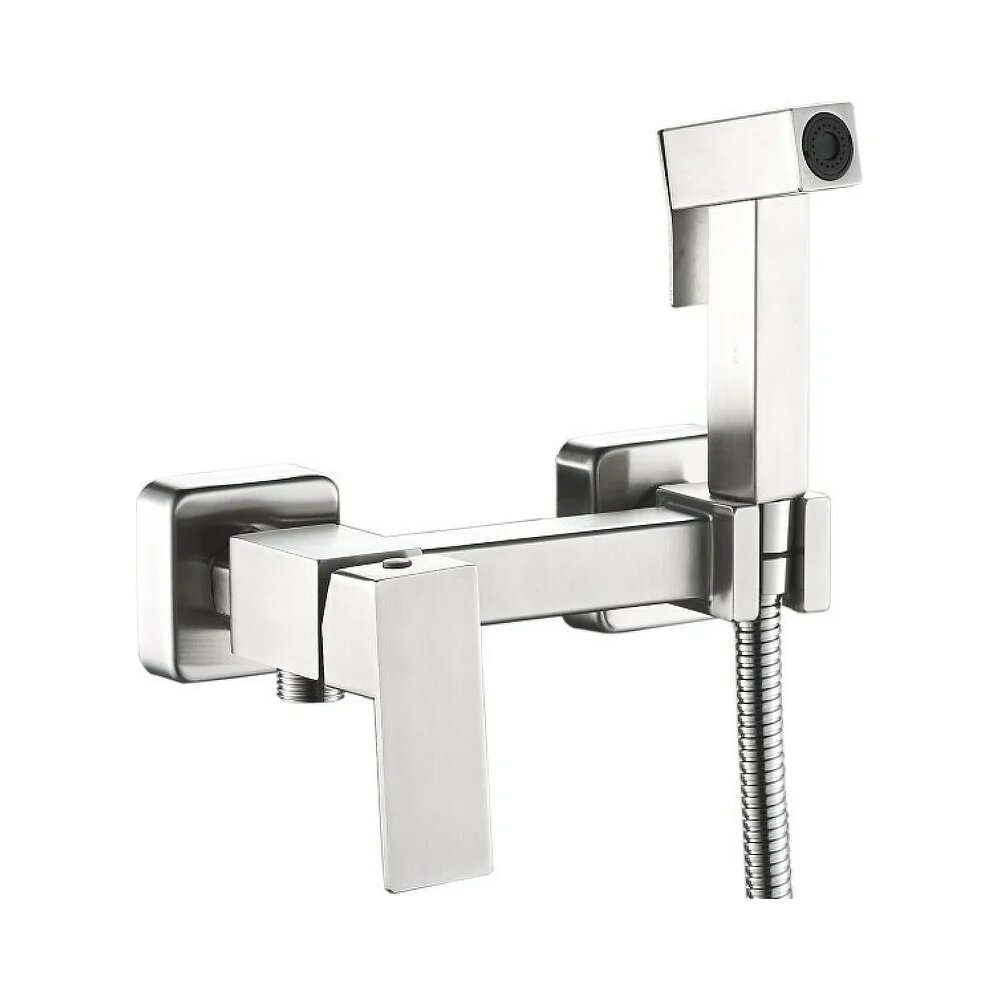 Гигиенический душ со смесителем HAIBA хром HB5521, настенный однорычажный с кнопкой подачи воды и длиной шланга 1.5 метр