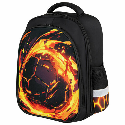 Ранец BRAUBERG KIDS STANDARD, 2 отделения, Fire split, 3D-панель, 36х28х14 см, 273147