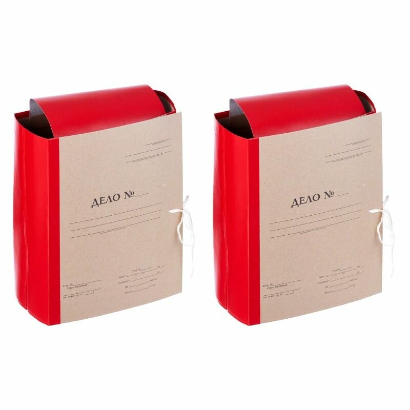 Attache Папка архивная, Дело, крафт, бумвинил, 12см, 4 завязки, 2 шт.