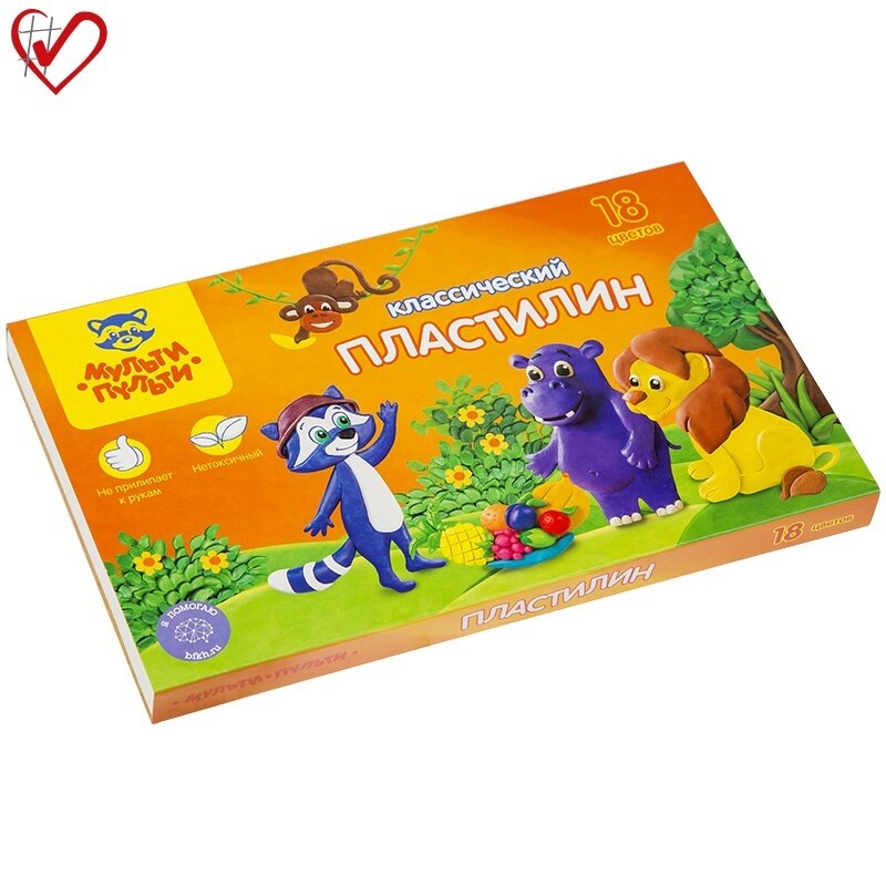 Пластилин Мульти Пульти "Приключения Енота", 18 цветов, 360 г, со стеком (КП_10211)
