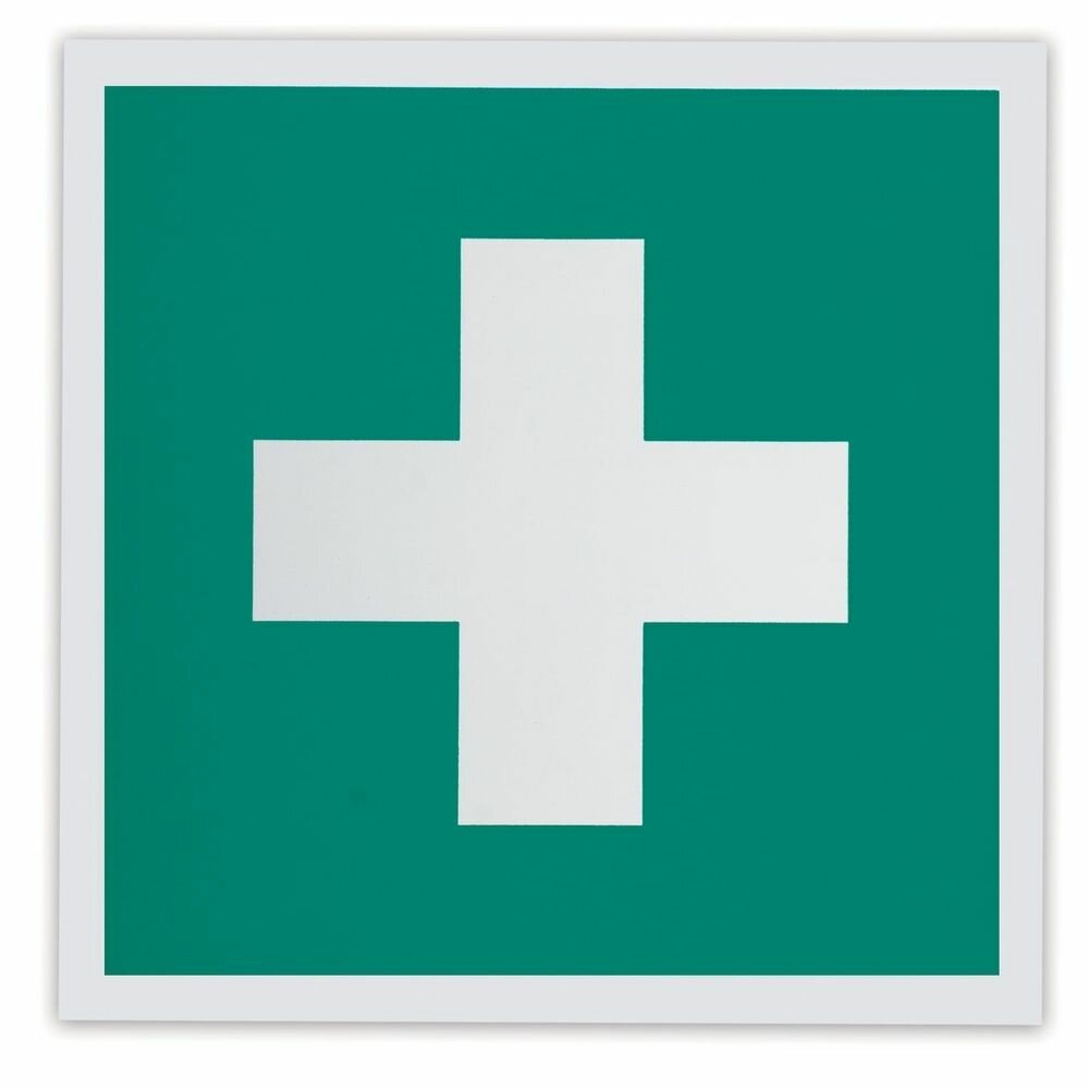 Знак самоклеящийся КНР "Аптечка первой медицинской помощи", 200х200 мм, фотолюминесцентный