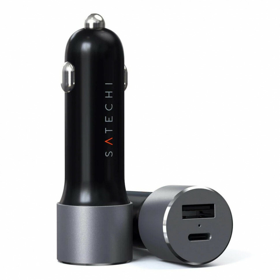 Автомобильное зарядное устройство Satechi Type-C PD 72W Car Charger ST-TCPDCCM, серый космос