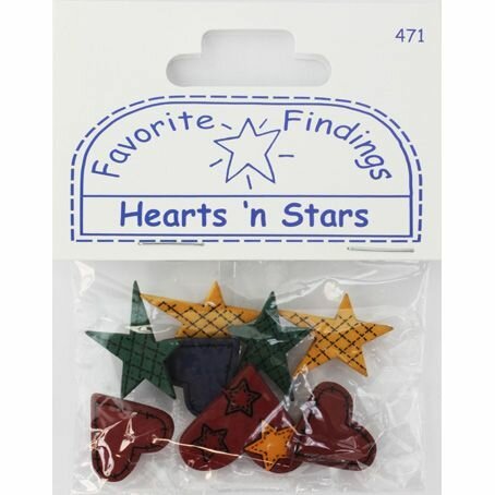 Пуговицы BLUMENTHAL LANSING "Favorite Findings", Звезды и сердца, микс цветов, 8 шт