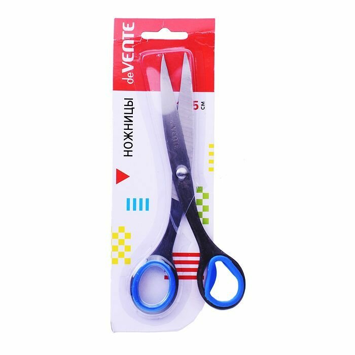 Ножницы deVENTE "Solid", канцелярские, 16,5 см, цельнометаллические, прорезиненные симметричные кольца (4091701)