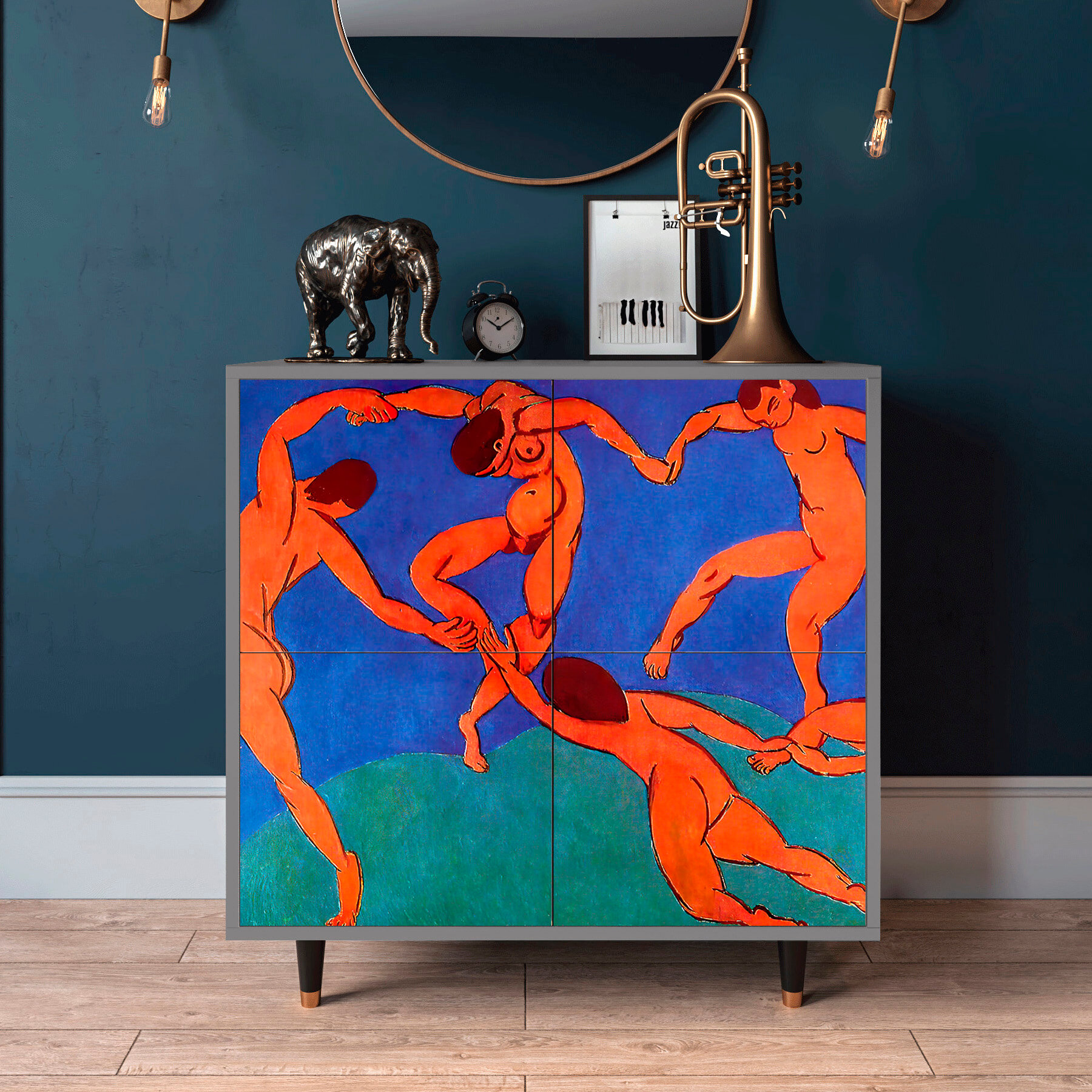 Комод - STORYZ - BS3 The Dance by Henri Matisse , Размер - 94 x 96 x 48 см, Цвет корпуса - Серый