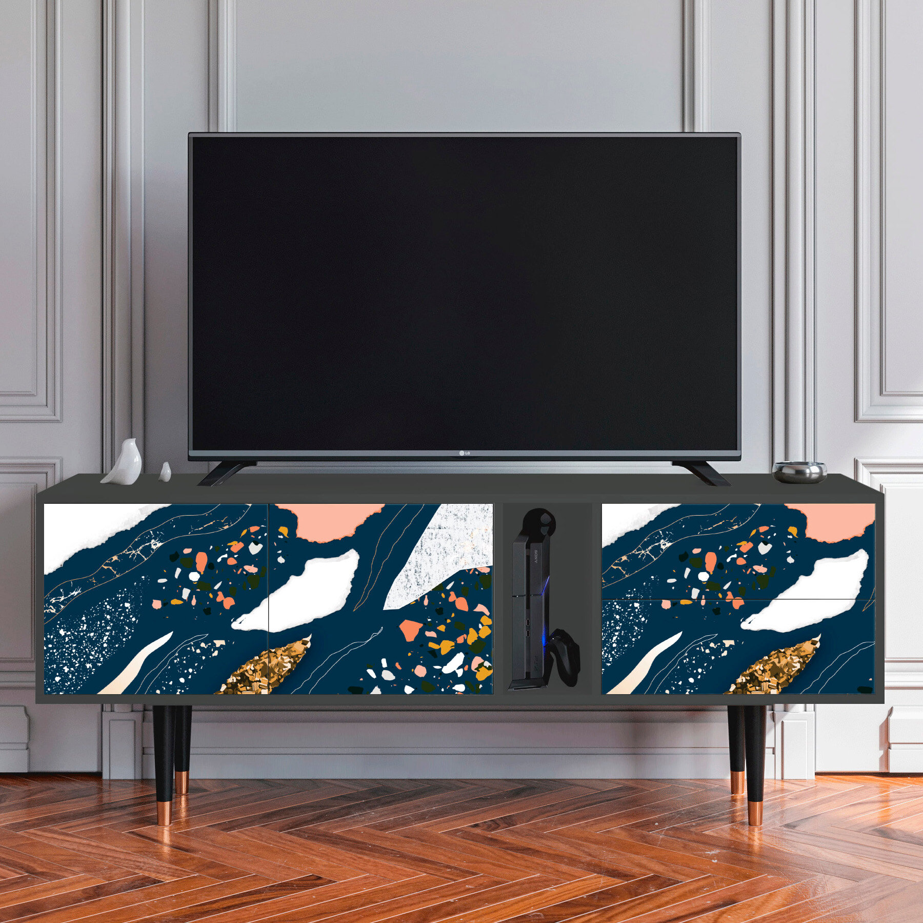 ТВ-Тумба - STORYZ - T1 Nude Iceberg, Размер - 170 x 69 x 48 см, Цвет корпуса - , Антрацит