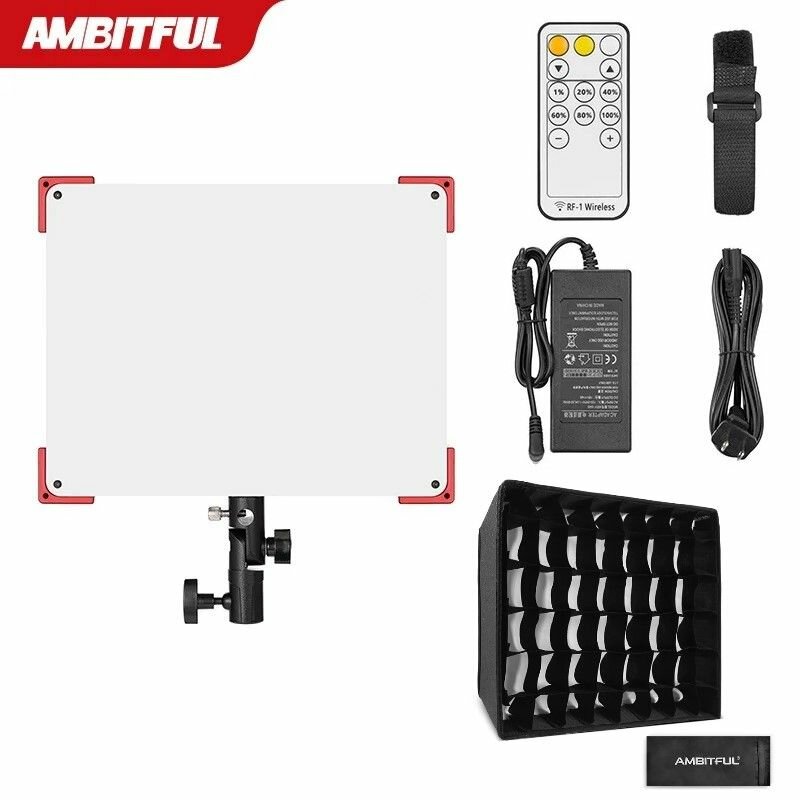 Ambitful P60C 60W 3200-5600k Светодиодная панель с двухцветной температурой + сетчатый софтбокс