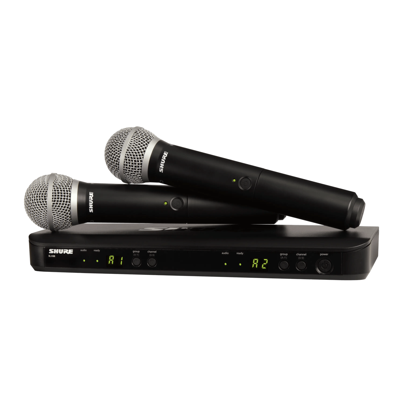 Микрофонная система SHURE [BLX288E/PG58-M17] беспроводная, двухканальная, с двумя ручными передатчиками PG58. Частота UHF 662-686 МГц
