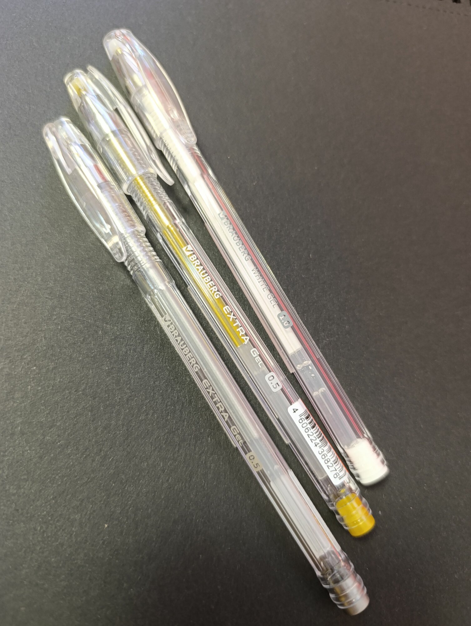 Набор ручек гелиевых 3 шт (золото, серебро, белая) Brauberg