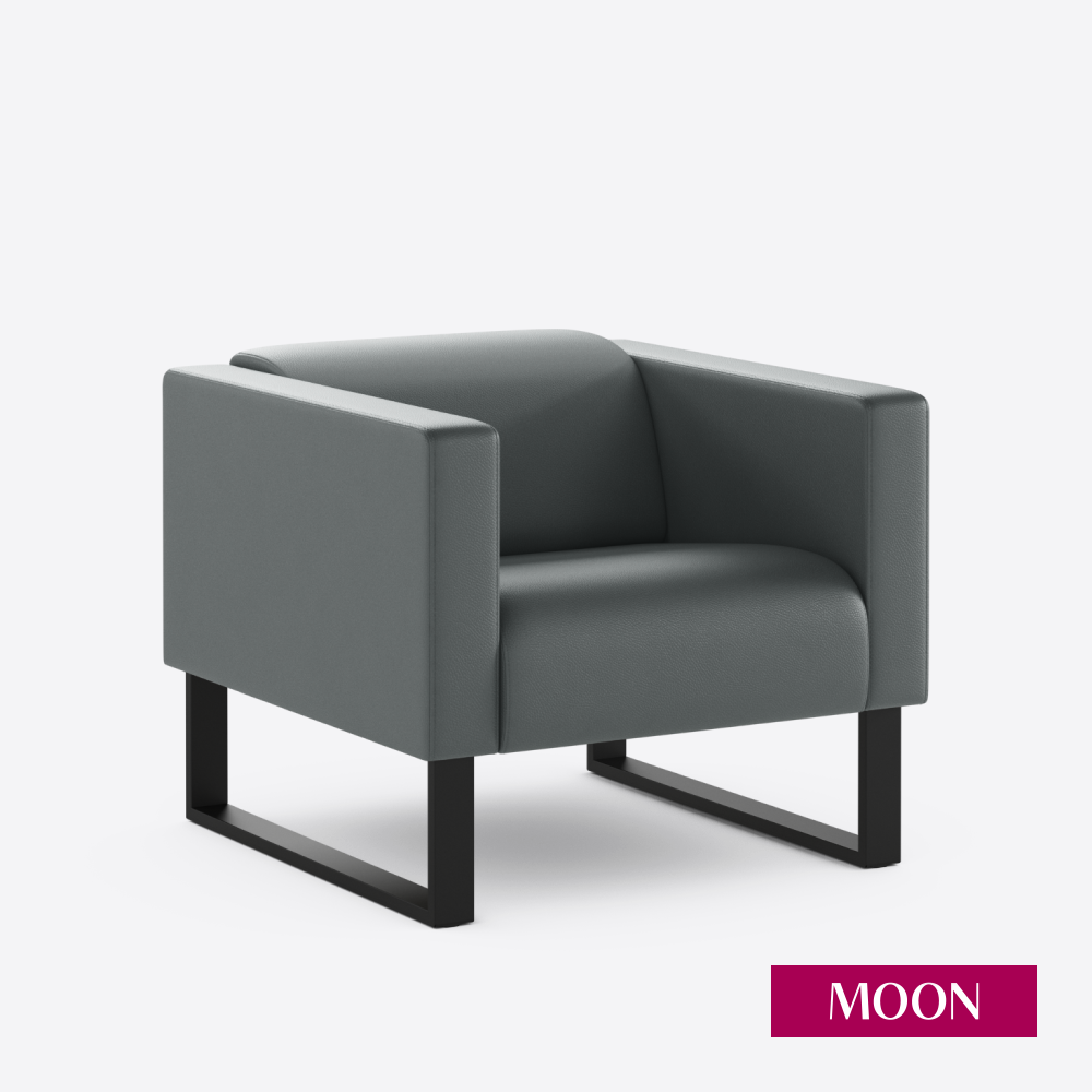 Кресло MOON 153 нераскладной, экокожа, цвет серый, 76*84*70, эксклюзивная высокоэластичная пена (UniqFoam).