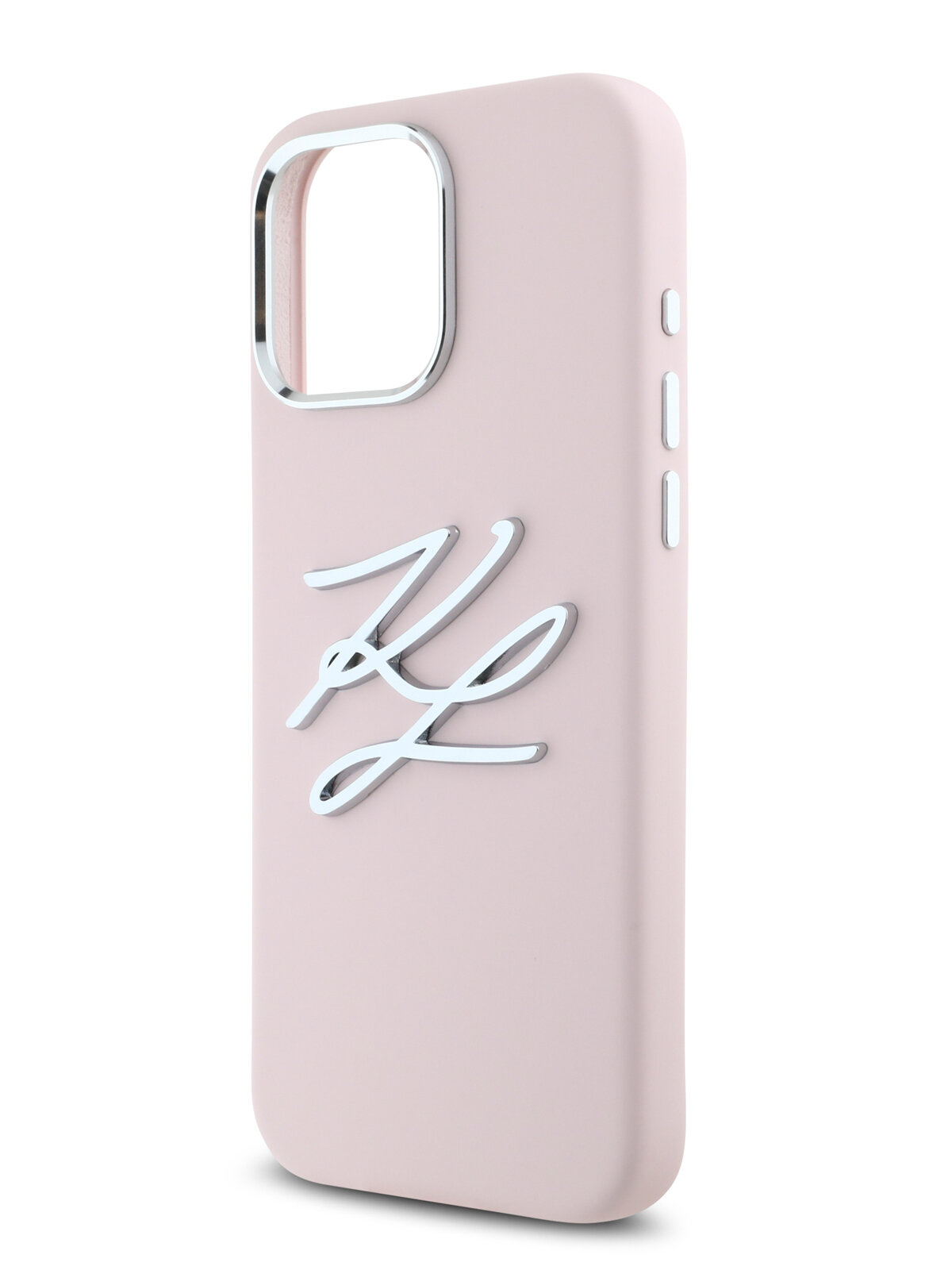 Lagerfeld для iPhone 16 Pro Max чехол Liquid Silicone Metal Logo Initials Hard Pink