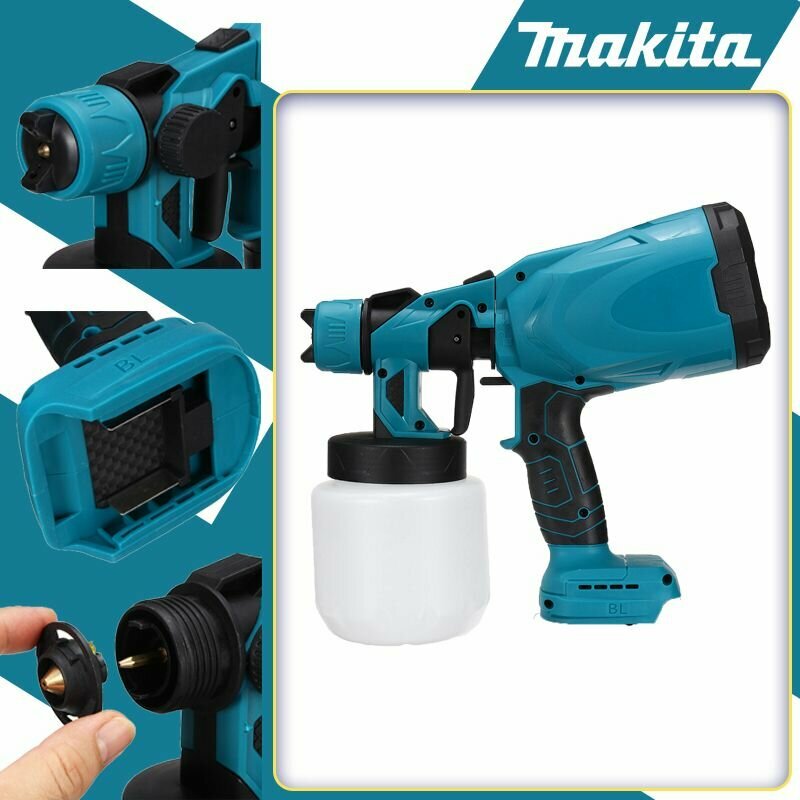 0 акб,800 МЛ Беспроводной Электрический пистолет-распылитель для нанесения покрытия на автомобильную мебель из стали Аэрограф для аккумулятора 18В