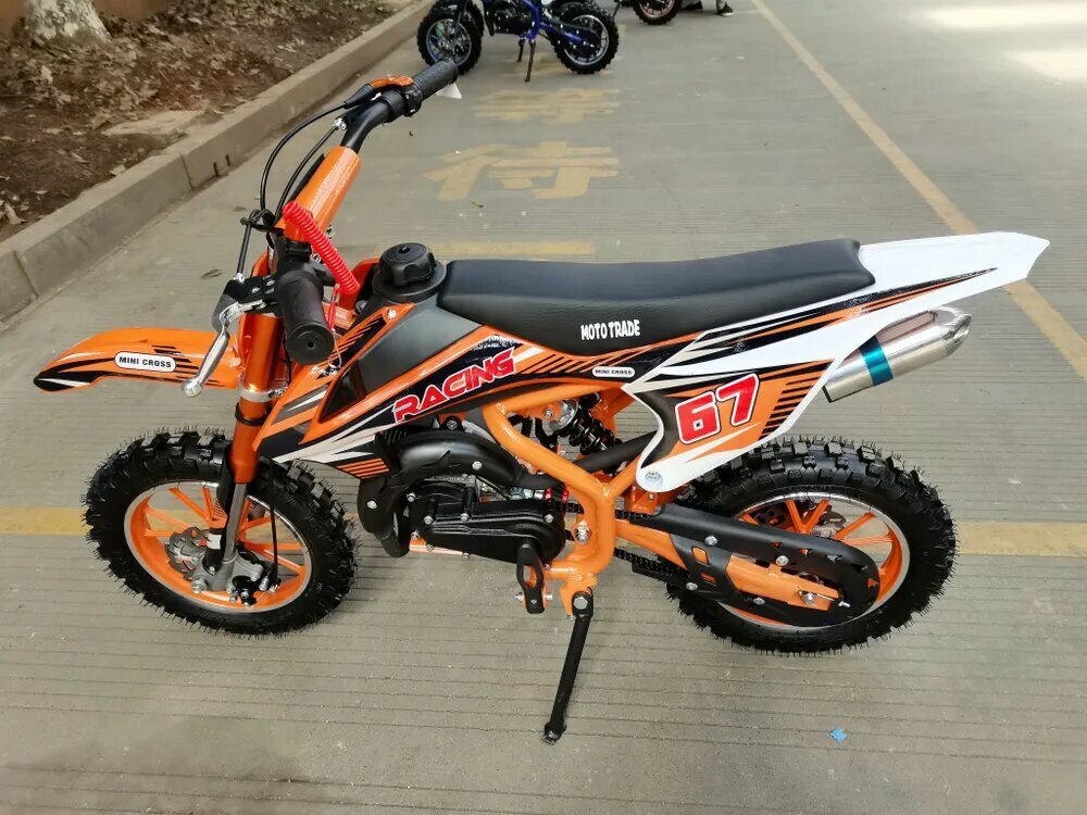 Питбайк кроссовый, бензиновый, детский, MotoTrade, DB02, 49cc, ручной стартер, оранжевый