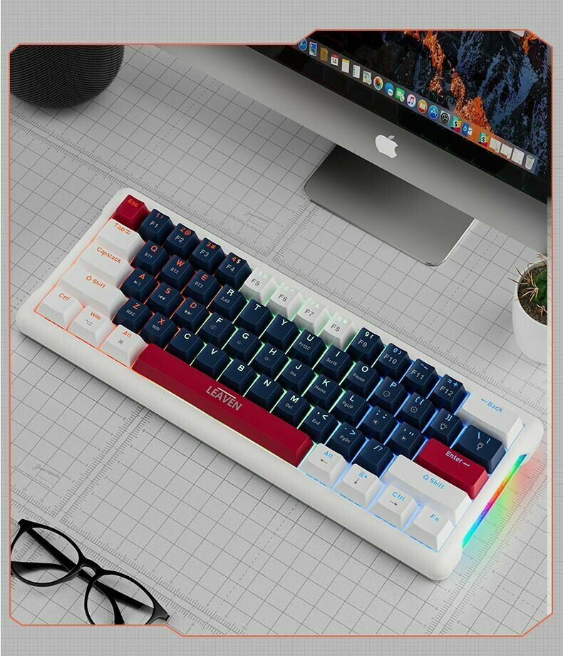 Leaven Игровая клавиатура проводная K610, (Cherry MX Blue), белый, серый
