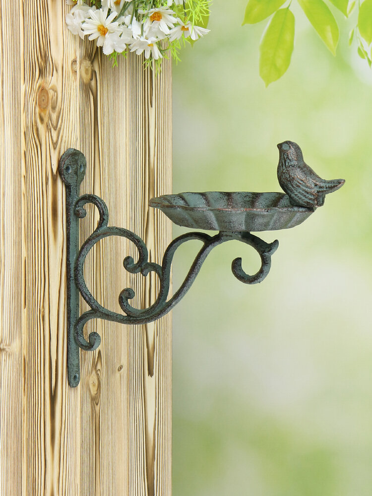 Кормушка для птиц Iron Garden, настенная, чугунная, черная матовая, 23x23x6 см