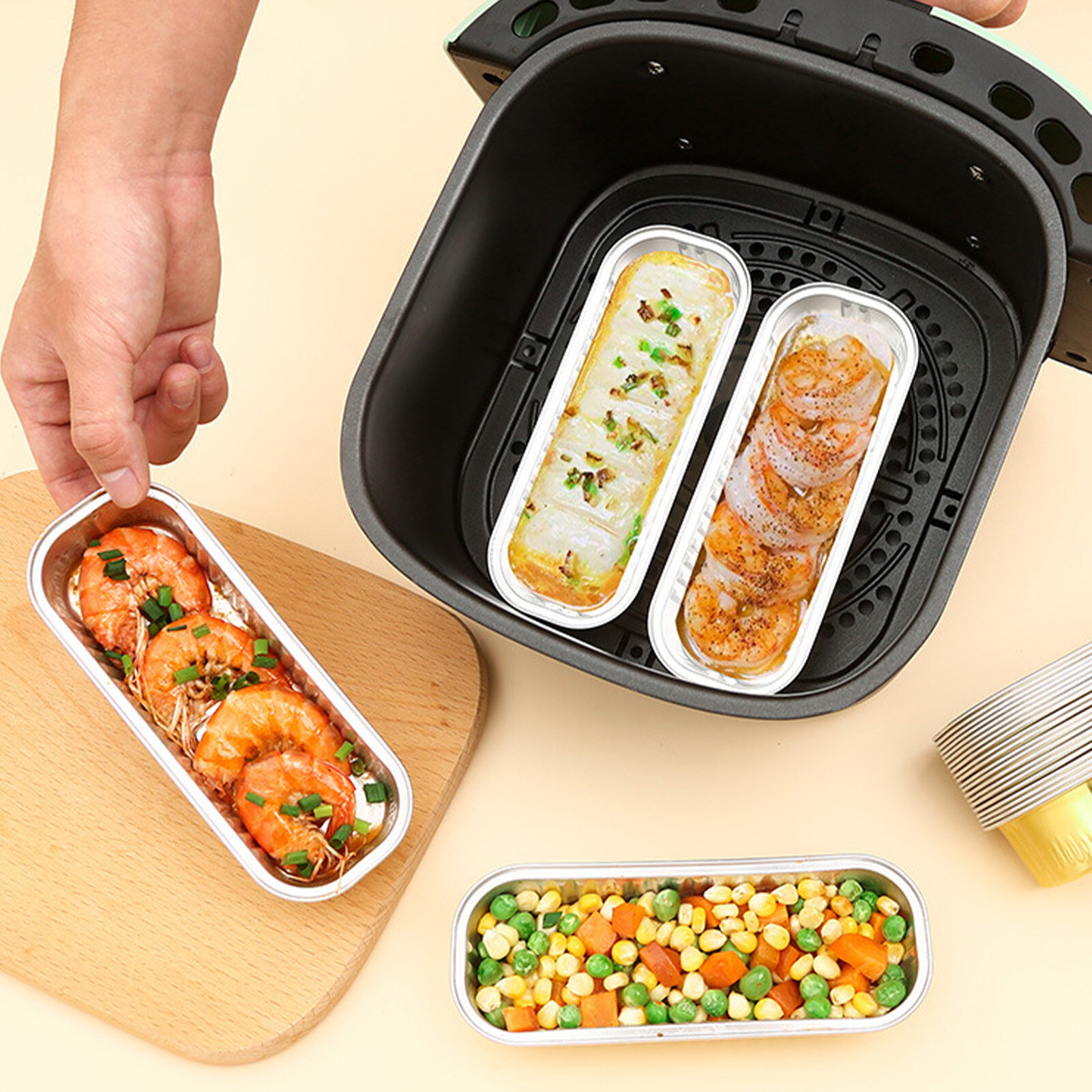 Шт. сковороды из алюминиевой фольги, фритюрница, квадратный поднос из оловянной фольги, посуда, листы для фритюрницы, вкладыши, сковороды для домашнего использования