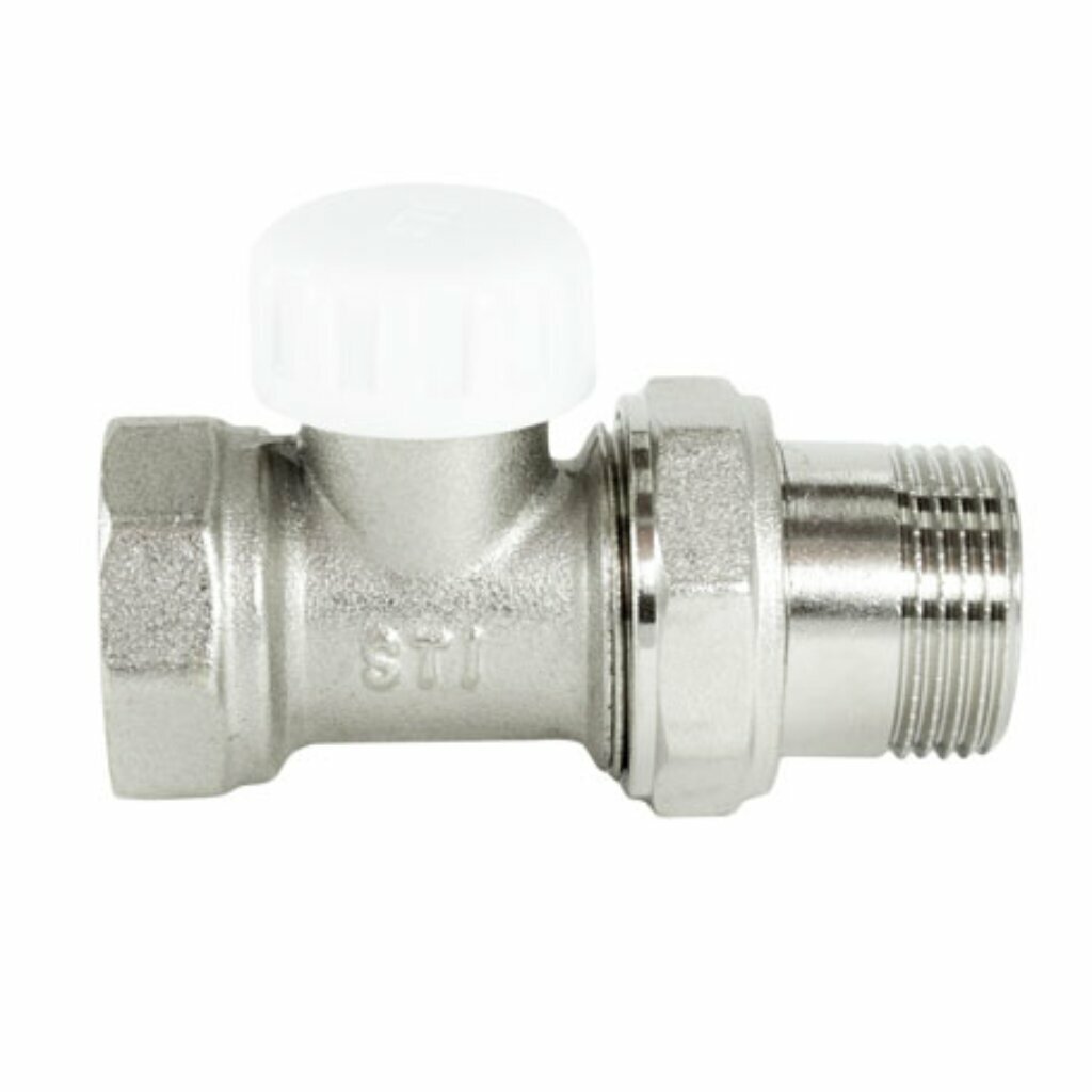 Запорный клапан 1/2" прямой STI для радиаторов, серебристый