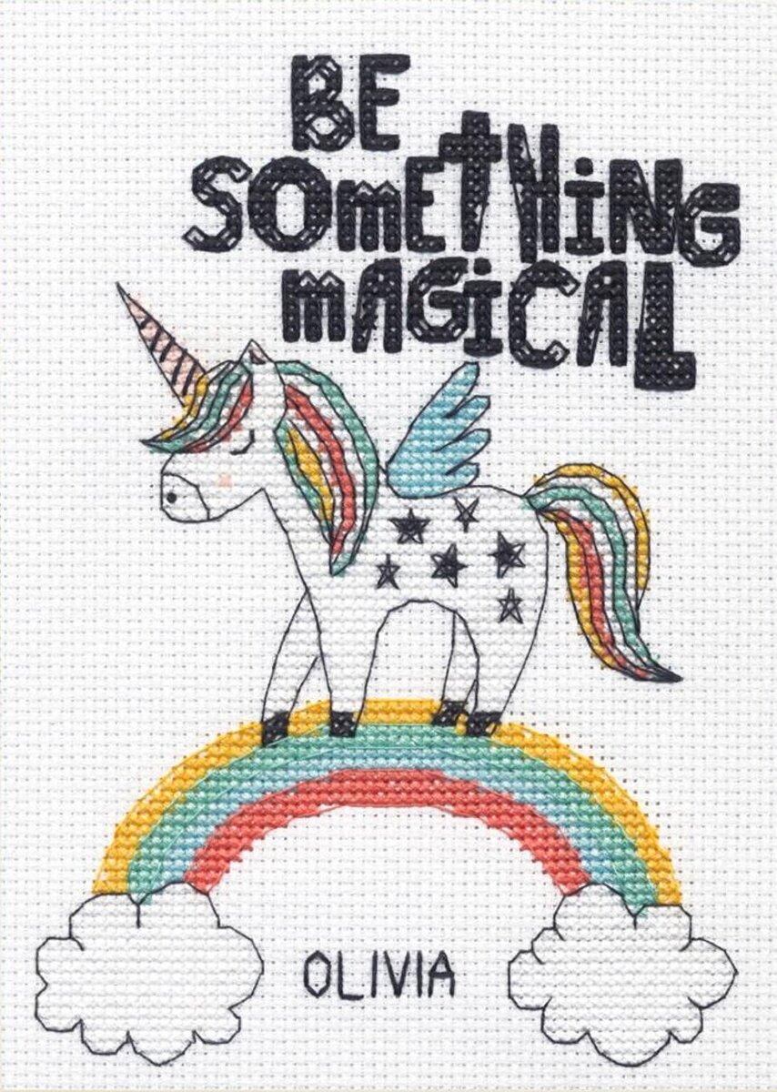 Набор для вышивания DIMENSIONS "Волшебный единорог" 13х18 см, Aida 14ct