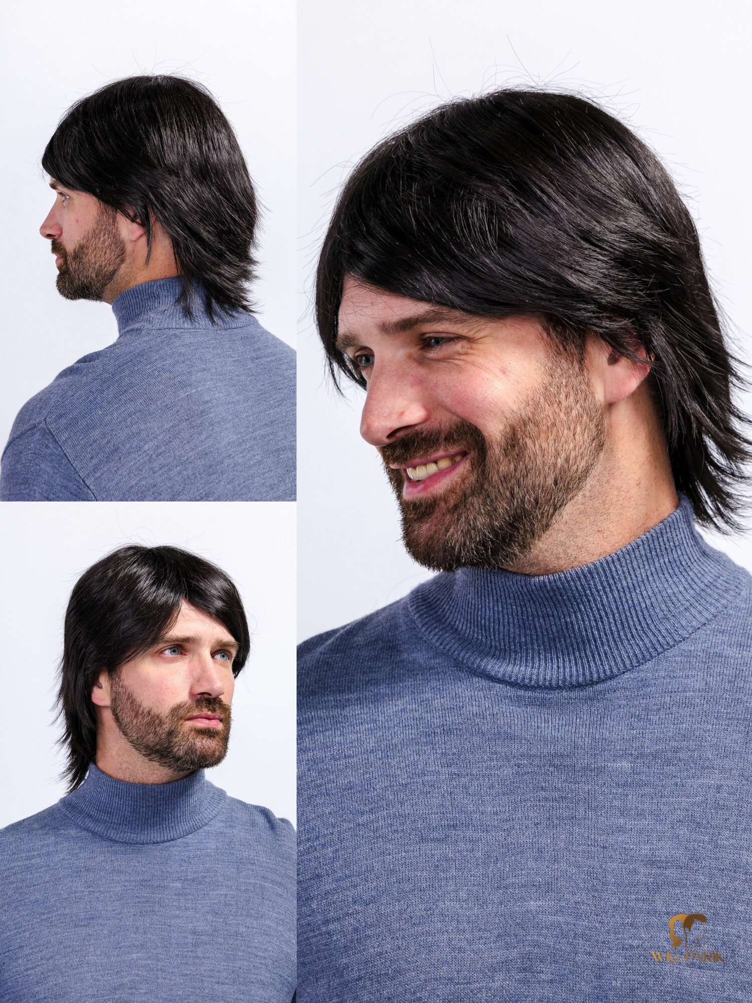 Парик мужской черный удлиненный каре