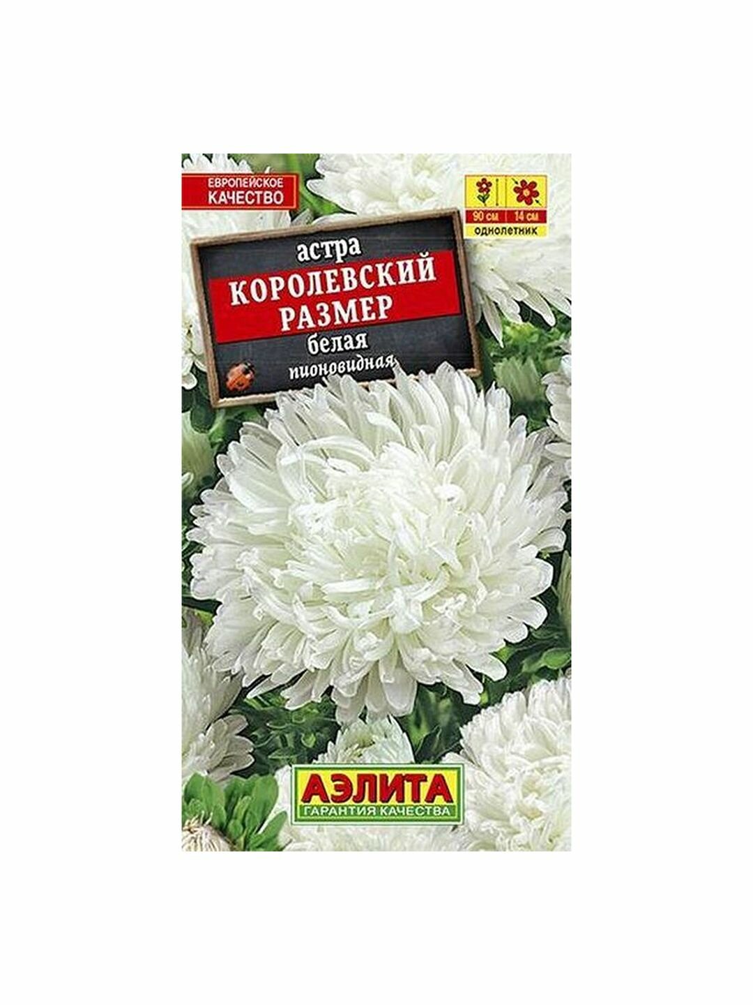 Семена Астра Королевский размер, белая, пионовидное, однолетник, Аэлита, 1 пачка - 0.1г семян