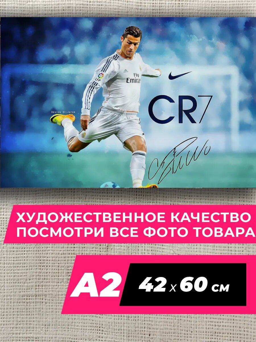 Постер Криштиану Роналду на стену 32 Ronaldo A2, матовая фотобумага премиум качества