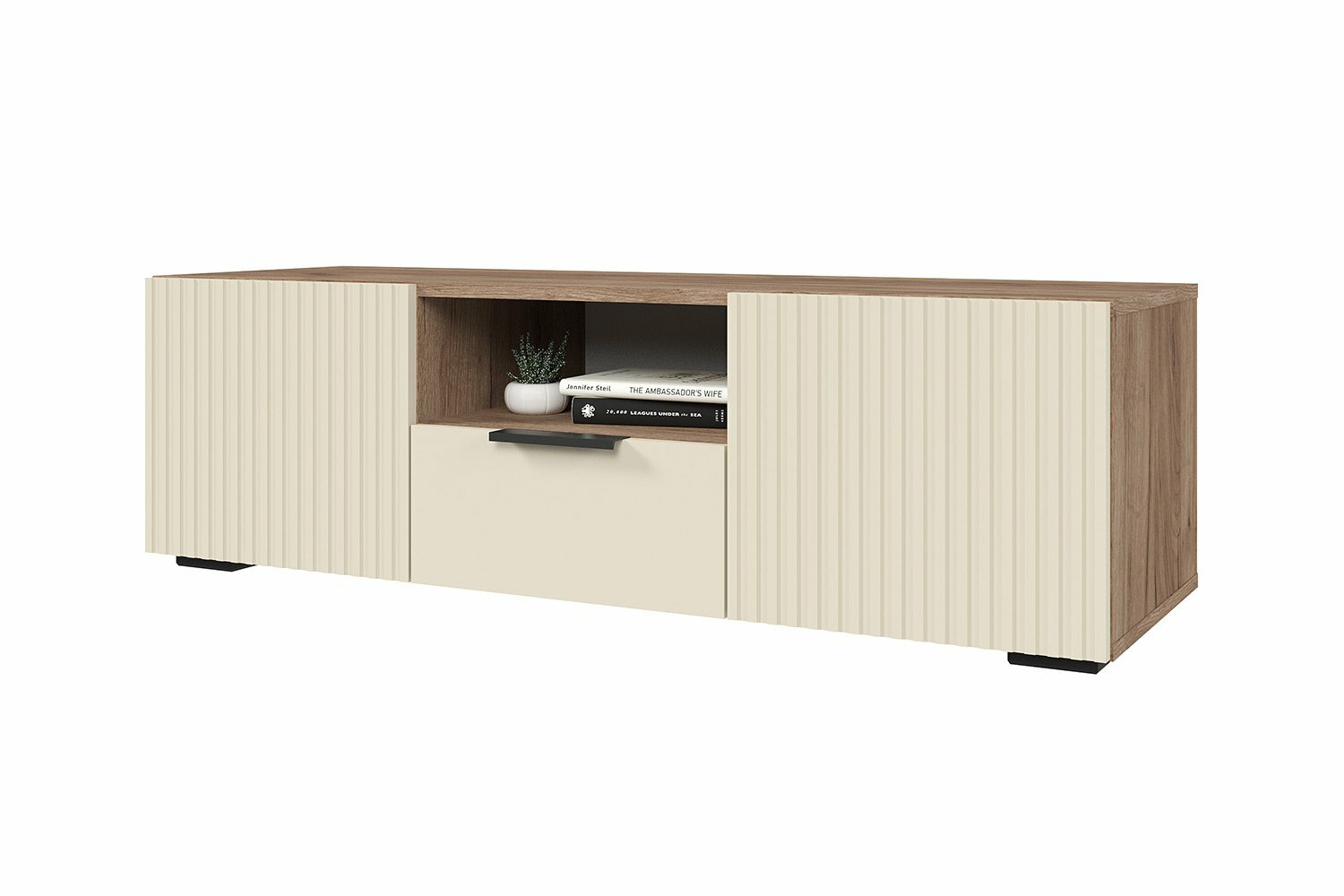 Тумба ТВ Соната ТВ 01, 120х36,5х40 см, 3 ящика, 1 полка, ЛДСП, цвет бежевый