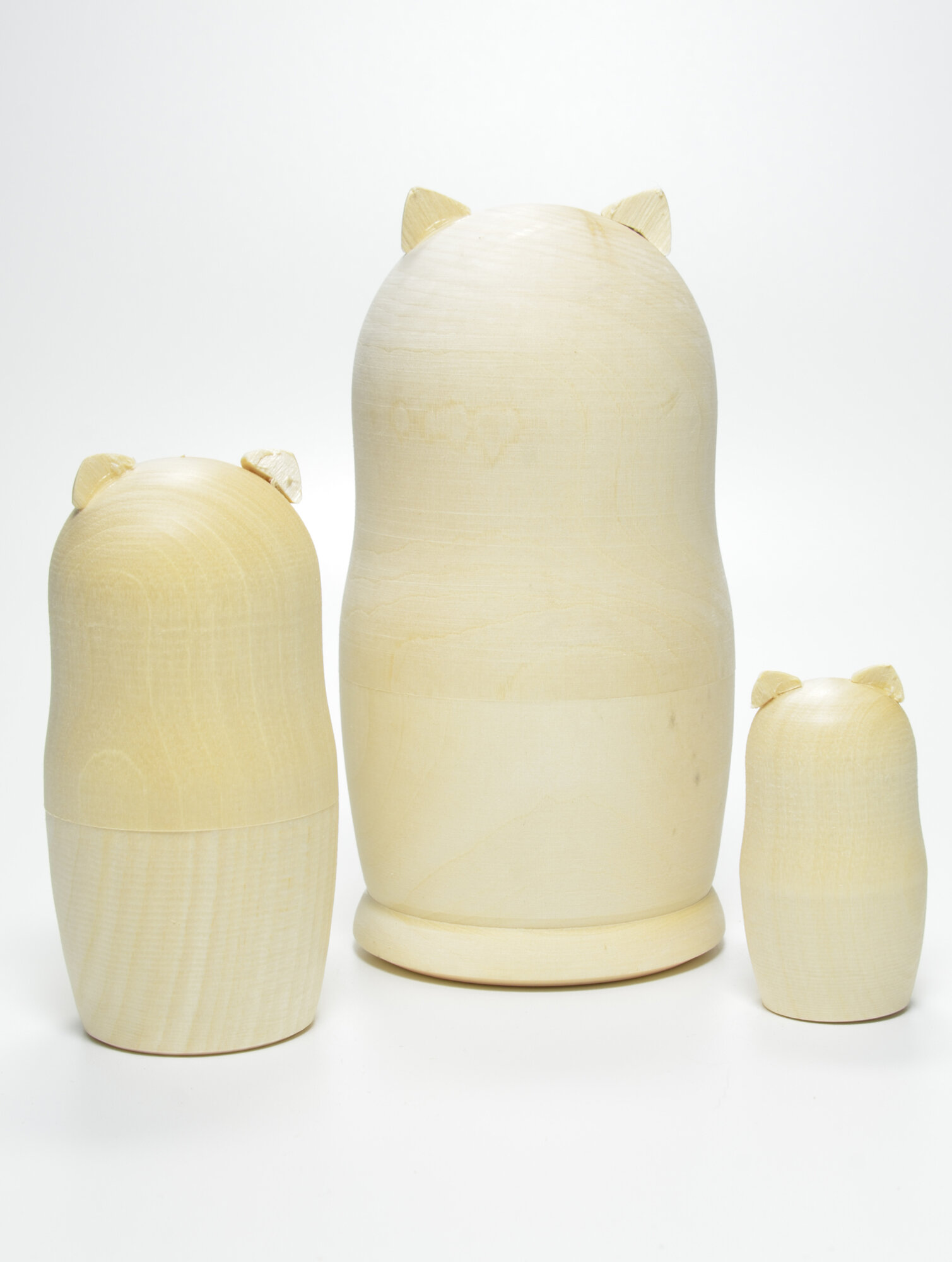 Матрешка (3) Кошка. Деревянная заготовка для росписи и декупажа. 3 куклы. Высота 13 см.