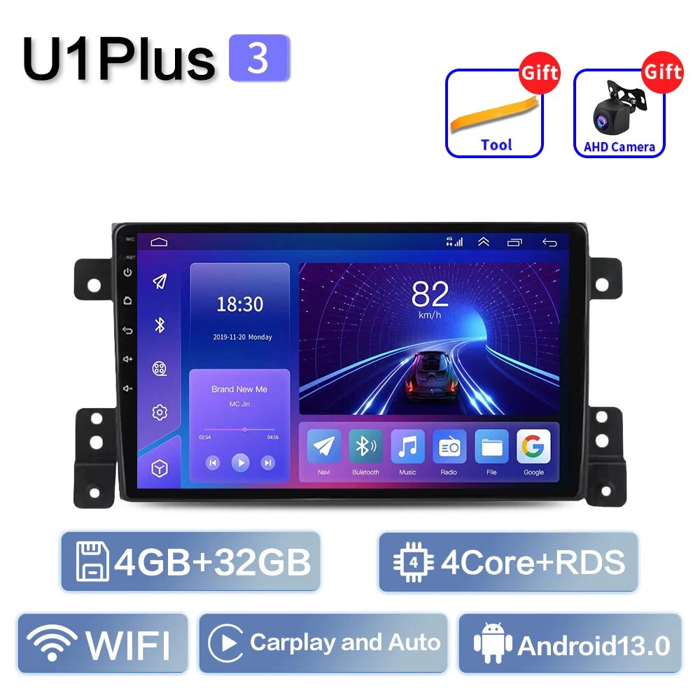 Автомагнитола для Suzuki Grand Vitara 3 2005-2015, мультимедийный видеоплеер, навигация GPS, Android 13, автомагнитола, U1Plus3 (4GB 32GB)
