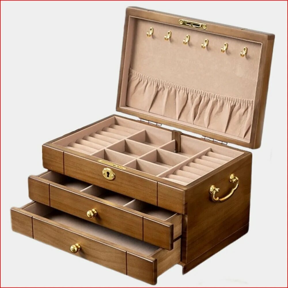 Шкатулка для украшений большая деревянная/ Шкатулка на подарок 30045, 3 яруса