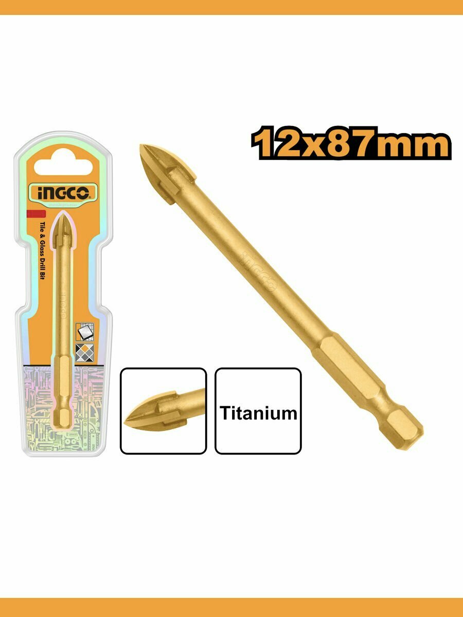 Сверло 12х87 мм по плитке и стеклу INGCO DBG1131201 INDUSTRIAL