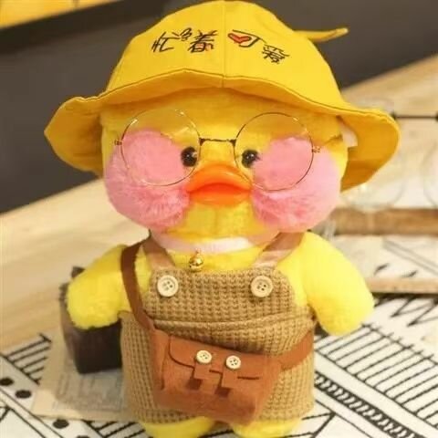 Мягкая игрушка уточка Лалафанфан MK Toy желтая / Утка Лала фанфан в очках в подарок ребенку/ Lalafanfan Duck Желтая