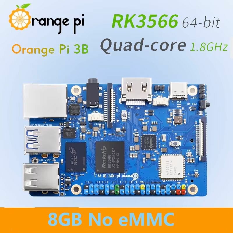 Orange Pi 3B 8GB No eMMC LPDDR4 Rockchip RK3566 Mini PC WiFi5+BT5.0 BLE M2 SSD одноместный компьютер Orangepi 3B Board